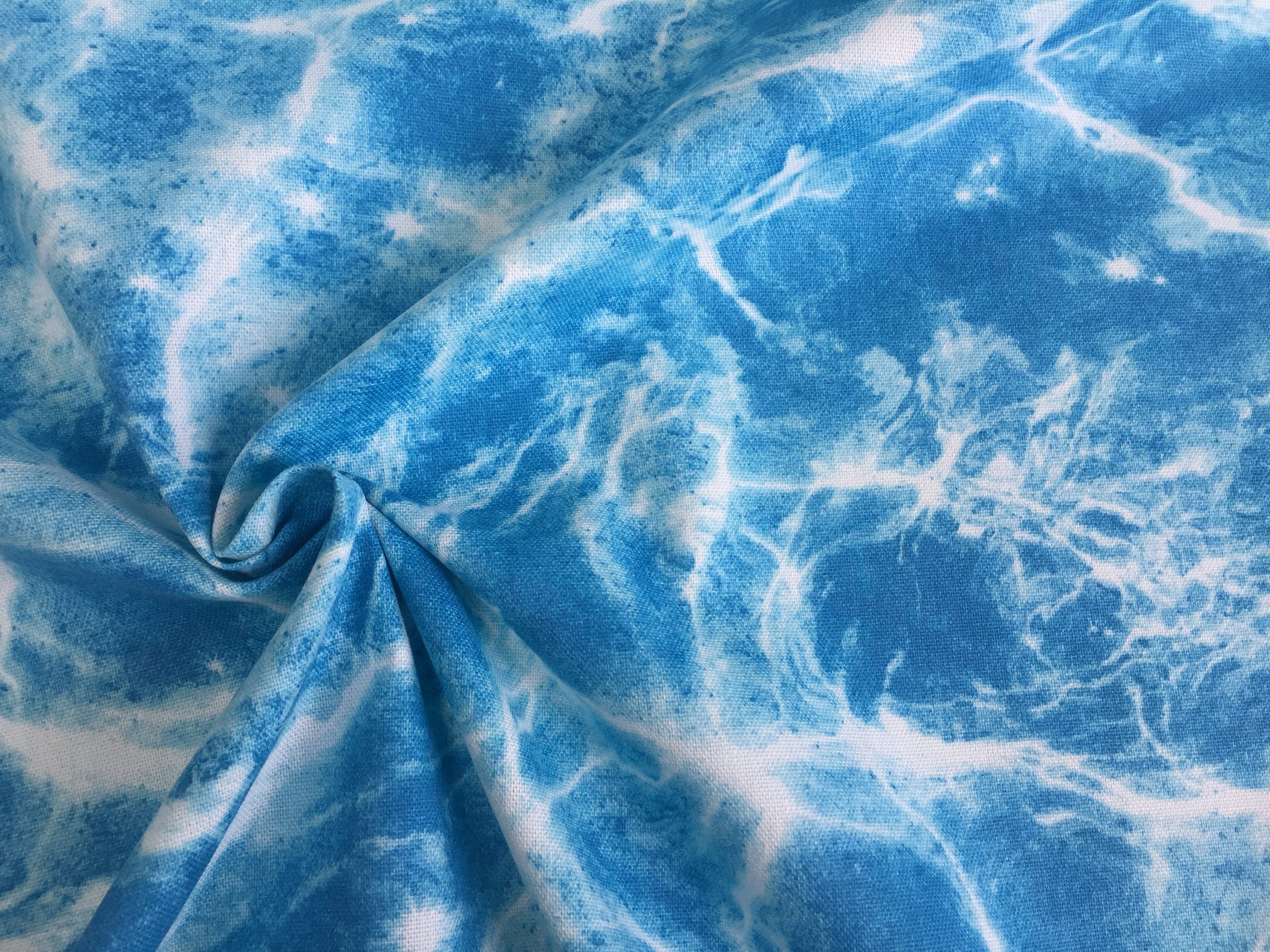 Blue Ocean Water Sky Clouds Effect Cotton Fabric for Curtain Upholstery ...