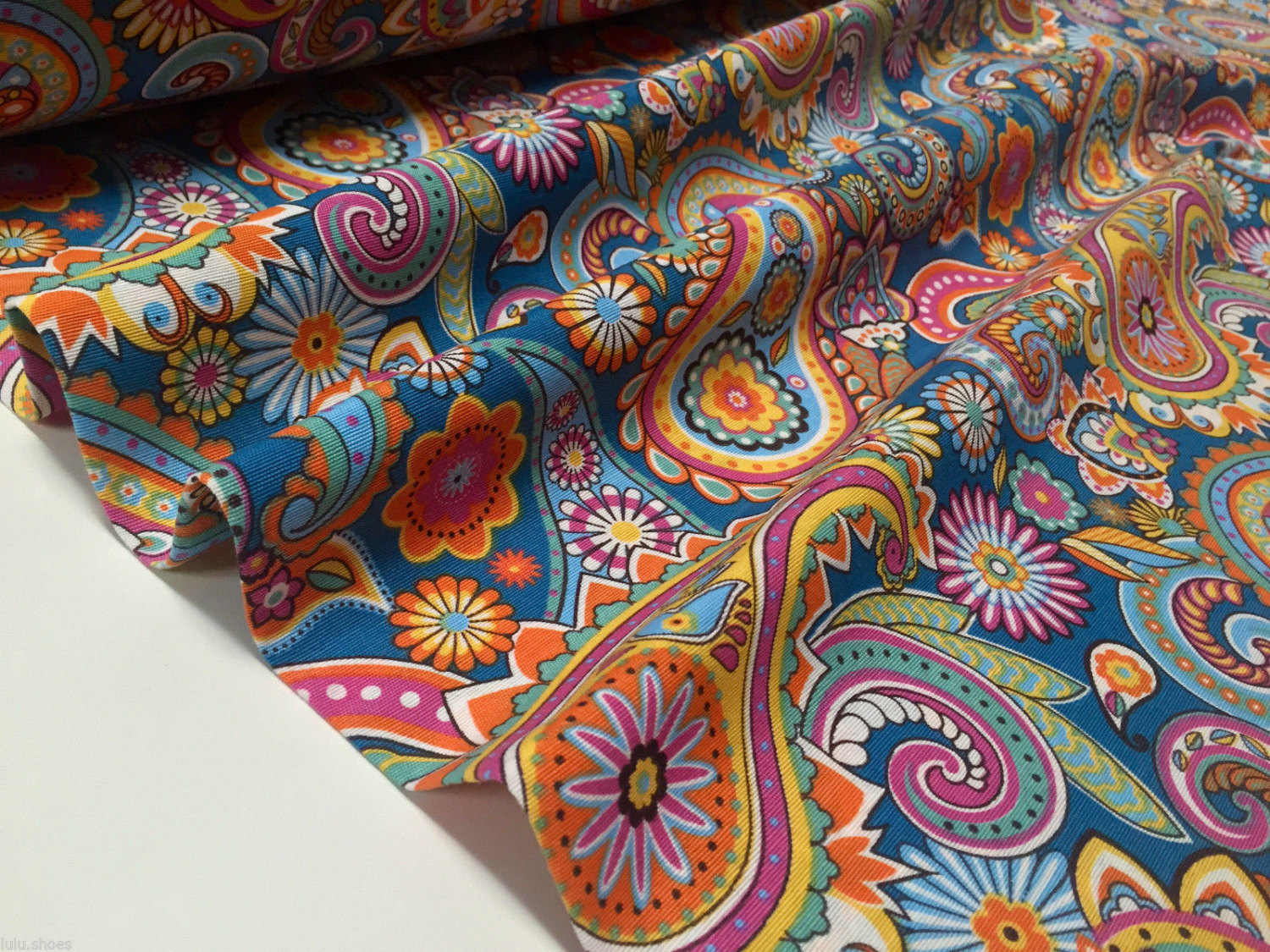 BLUE PAISLEY Designer Curtain Upholstery cotton fabric material - 55 ...