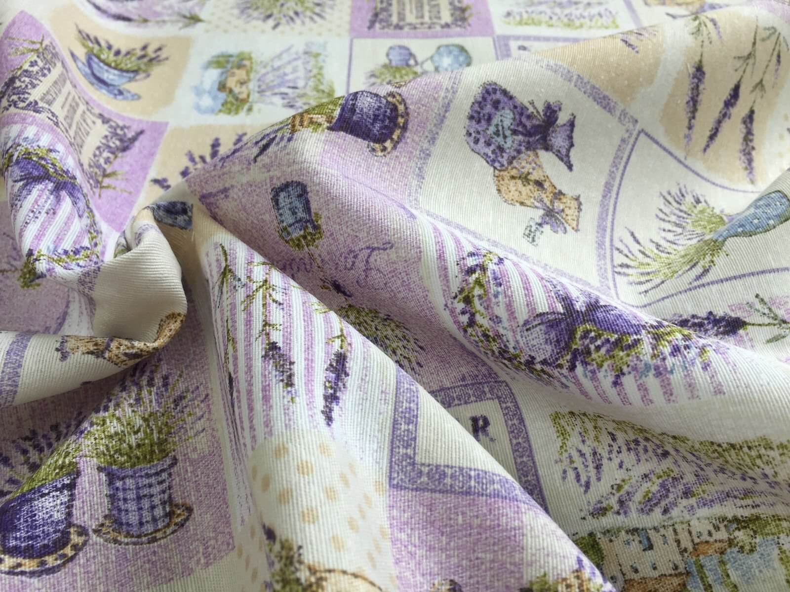 French Lavender Print Cotton Fabric Lilac Floral Curtains Upholstery ...
