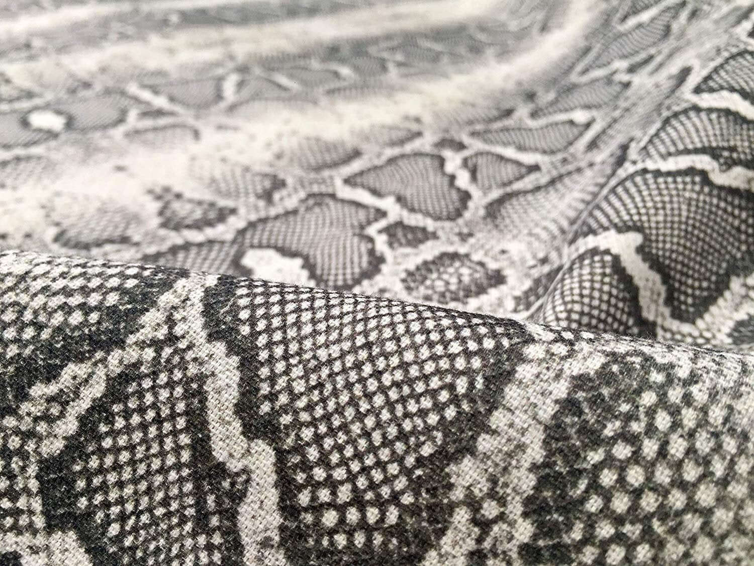 GREY Snake Skin Fabric Snakeskin Animal Print Cotton Material DIGITAL ...