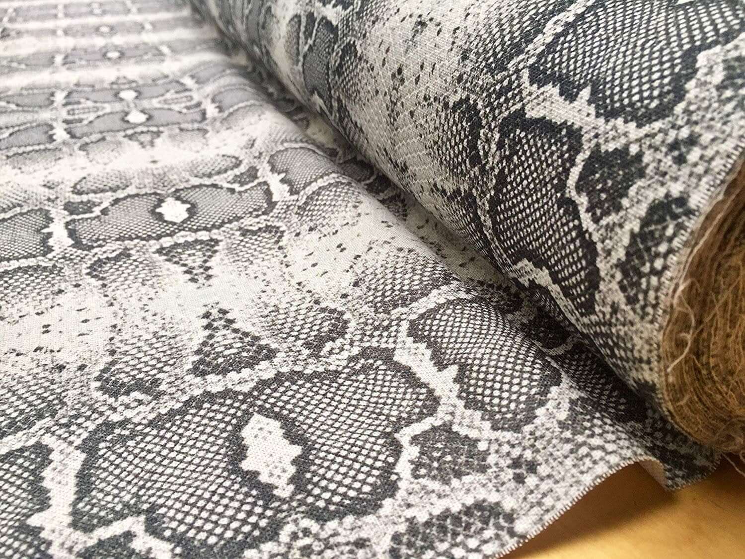 GREY Snake Skin Fabric Snakeskin Animal Print Cotton Material DIGITAL ...