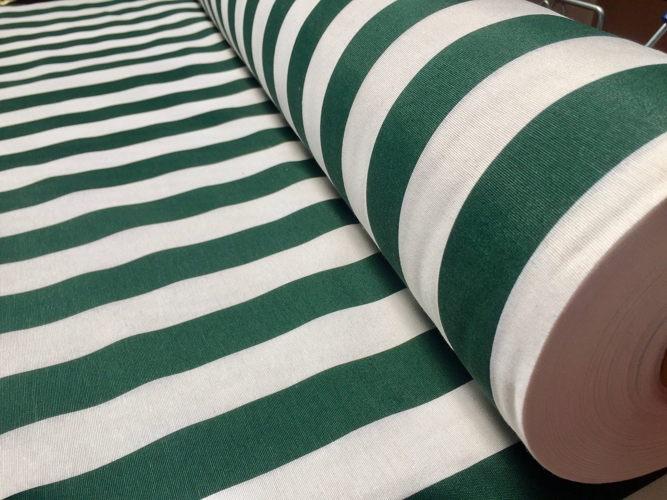 Dark Green & White Striped Fabric - Green Sofia Stripes Curtain ...