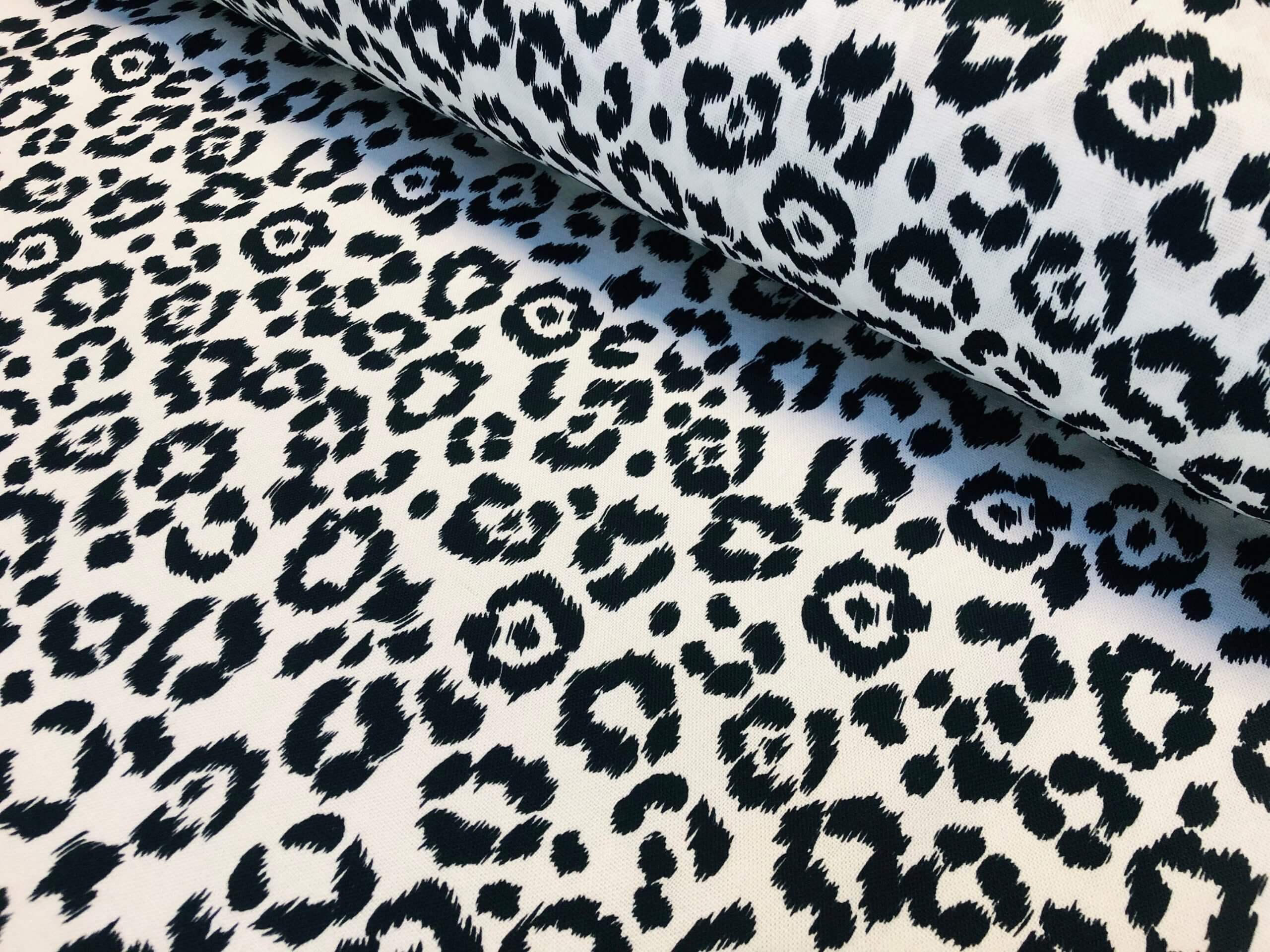 Black & White Leopard Print Cotton Fabric for Curtains Upholstery Home ...