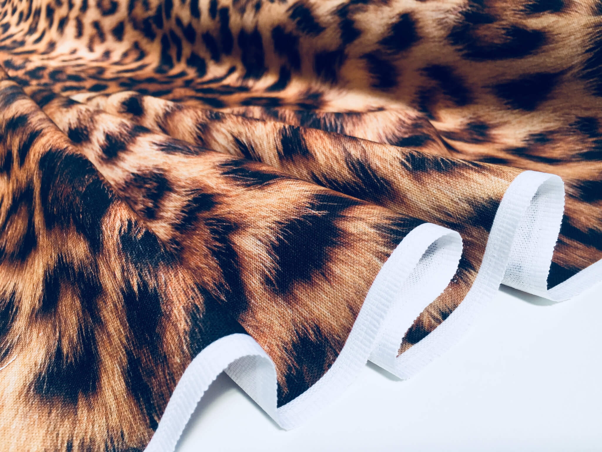 DIGI Leopard Fur Print Cotton Fabric for Curtains Upholstery / panther ...