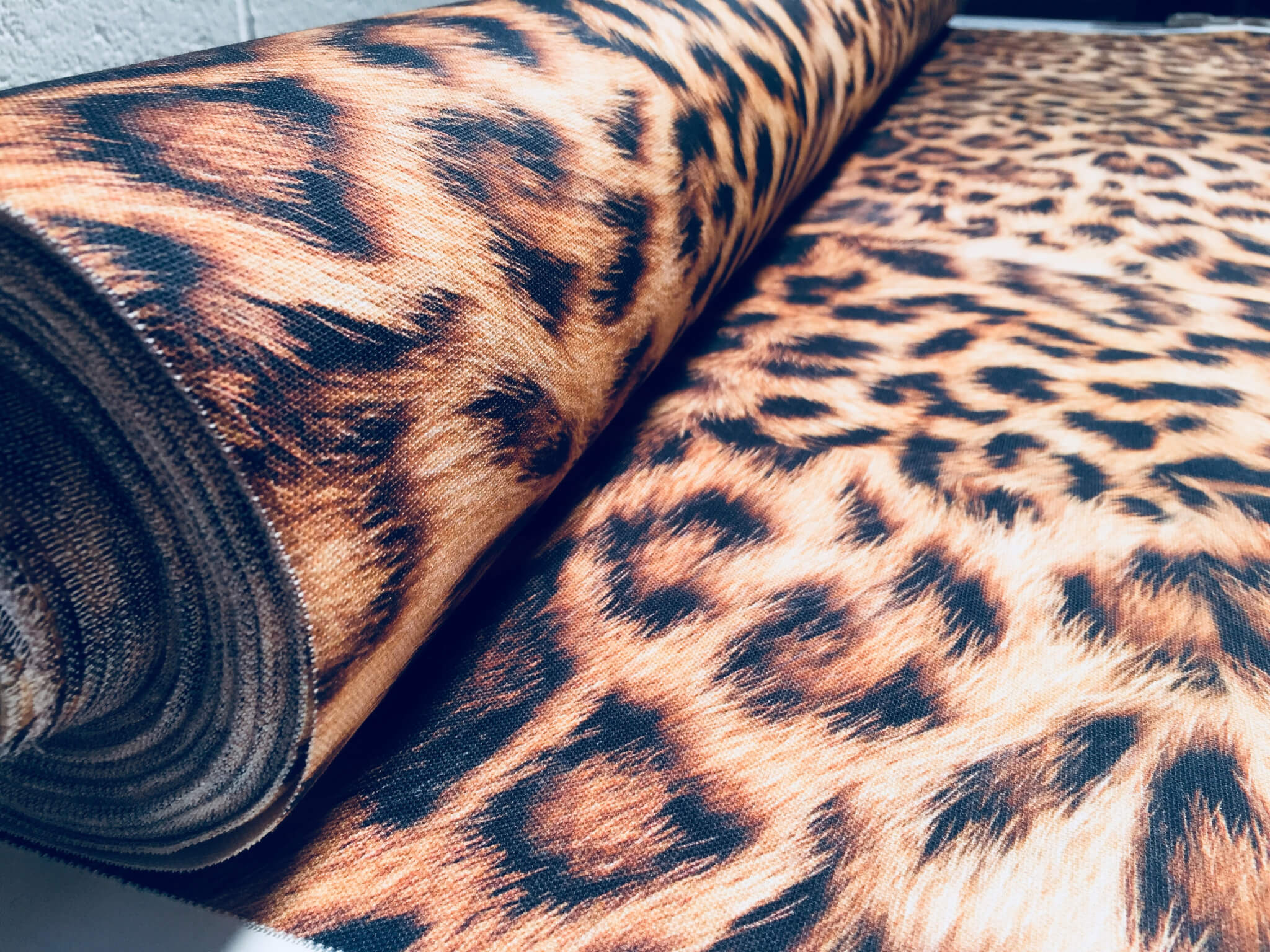 DIGI Leopard Fur Print Cotton Fabric for Curtains Upholstery / panther ...