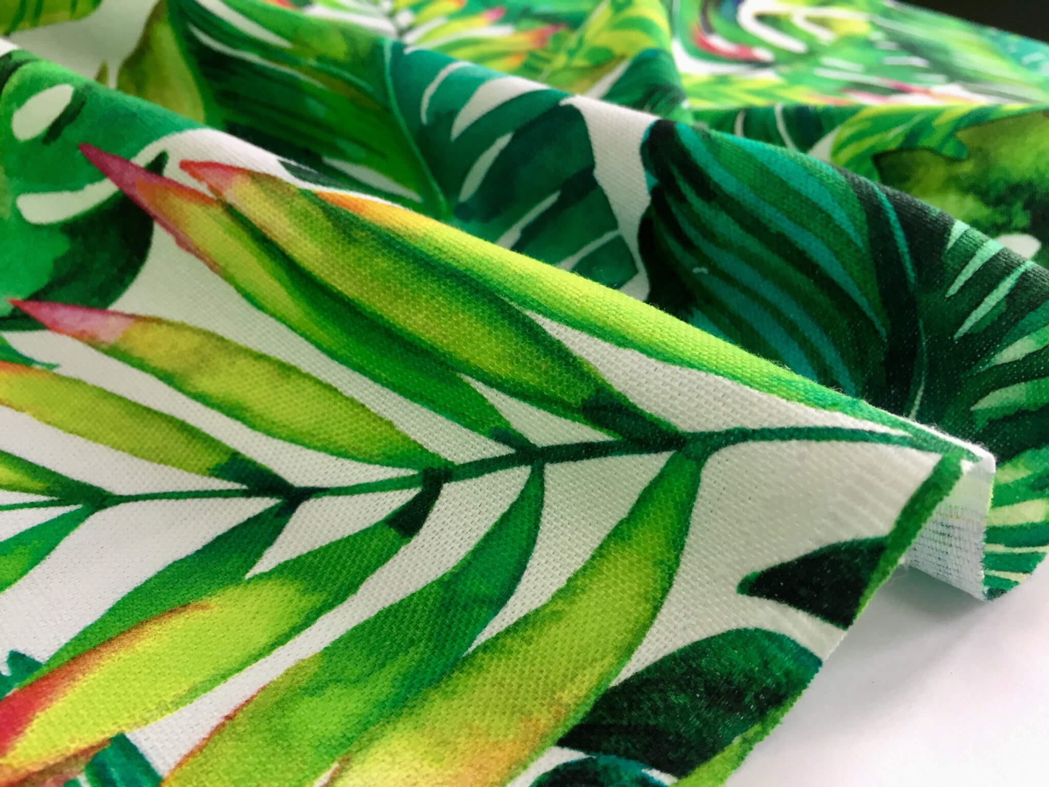 Banana Tropical Palm Leaves Botanical Green Leaf Print Cotton Fabric ...