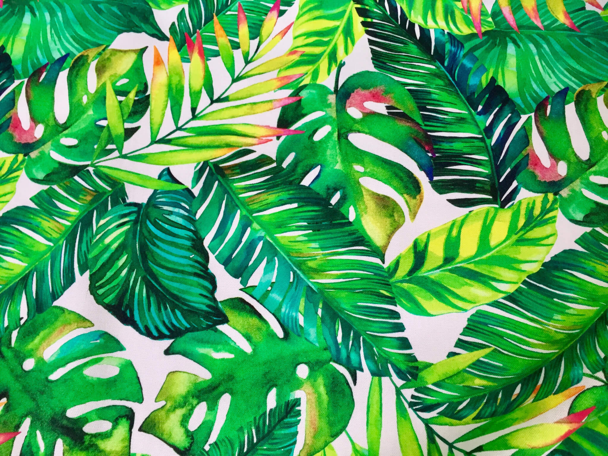 Banana Tropical Palm Leaves Botanical Green Leaf Print Cotton Fabric ...