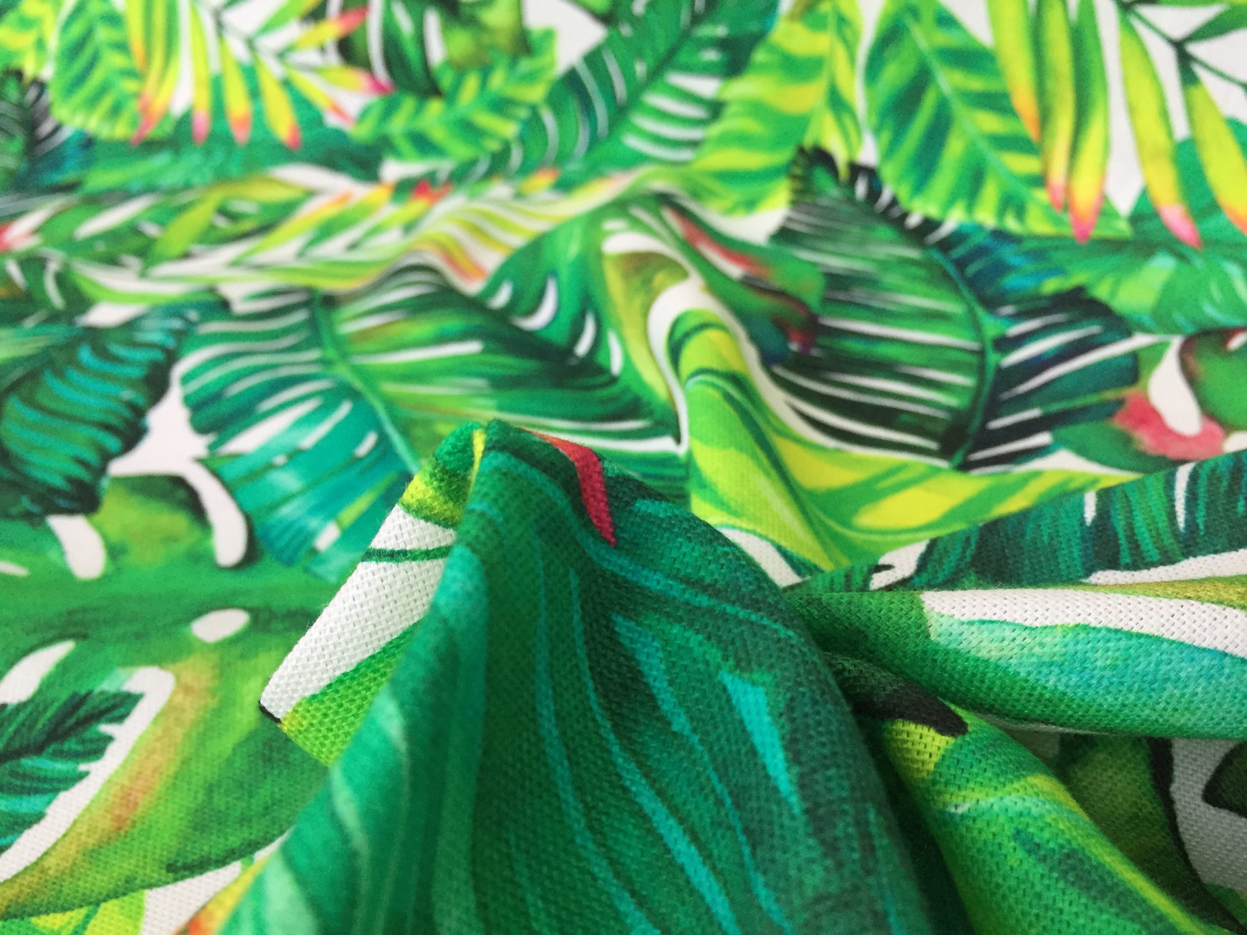 Banana Tropical Palm Leaves Botanical Green Leaf Print Cotton Fabric ...