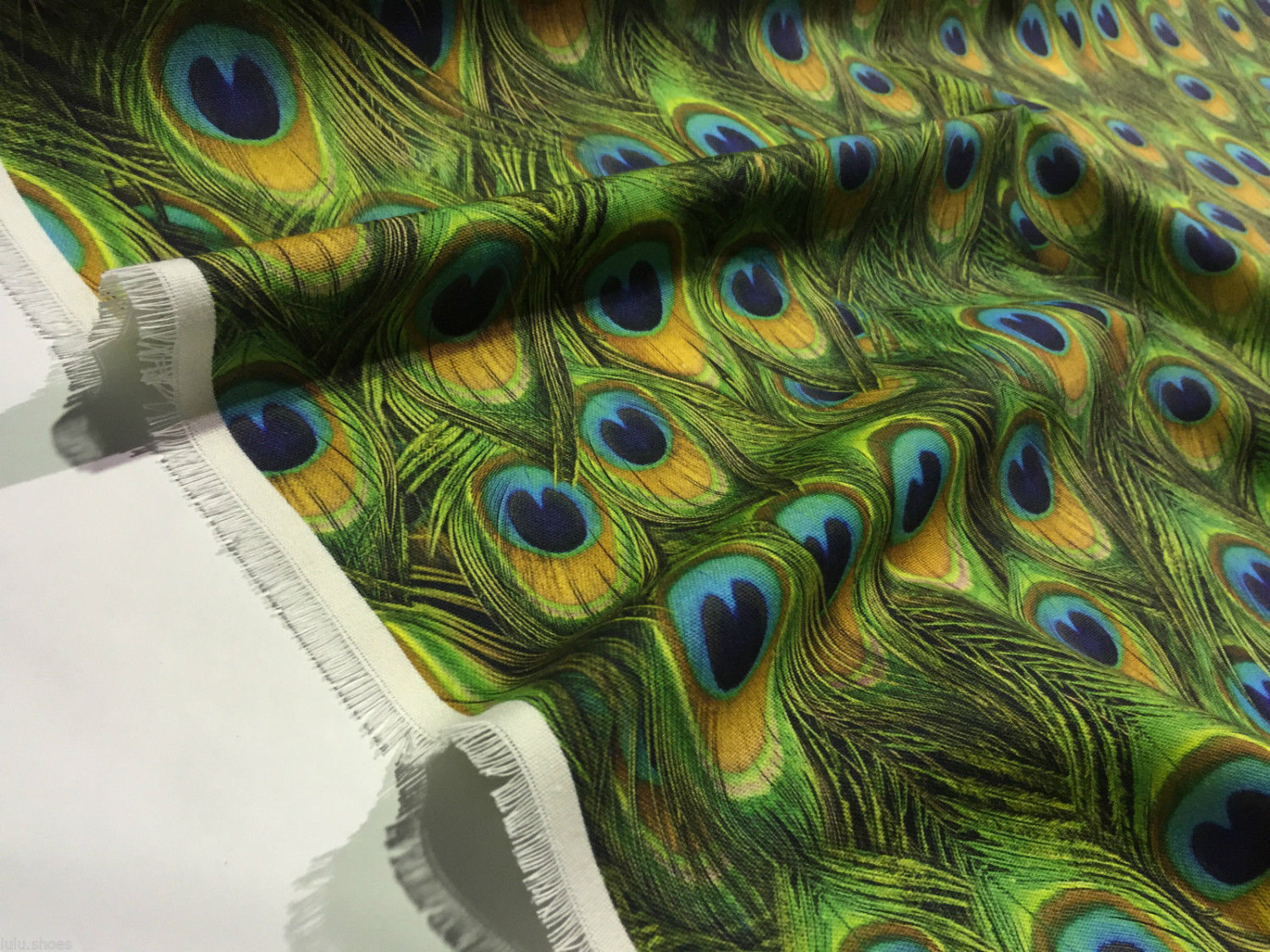 Peacock Feathers Digital Print Fabric Home Decor Upholstery Curtains ...