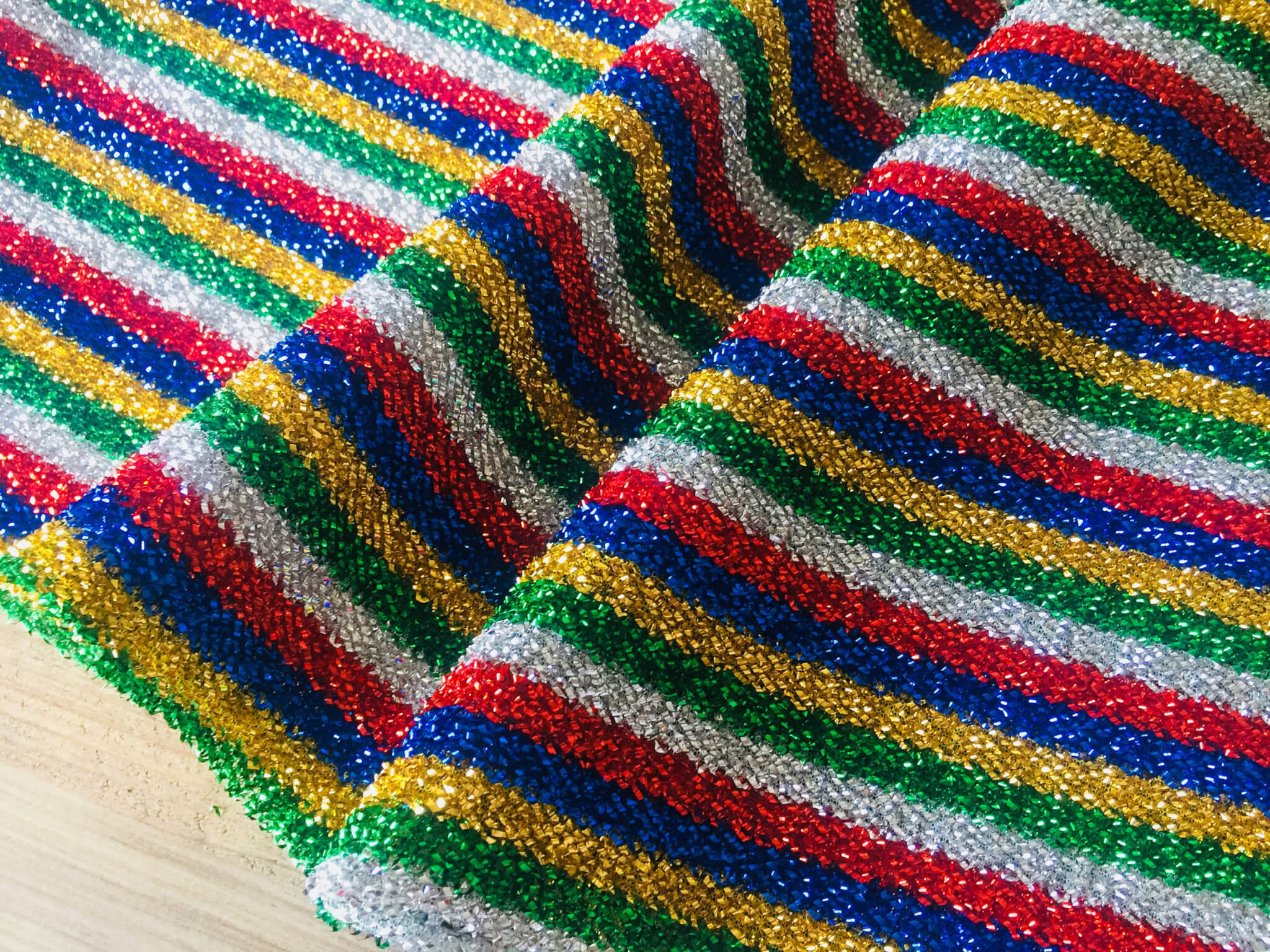 Sparkling Tinsel Lurex Fabric Stretch Metallic Glitter Lametta Shimmer ...