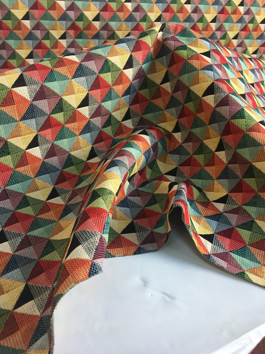 Big Holland Diamond Rhombus Squares Pyramid Geometrical Weaved Gobelin ...