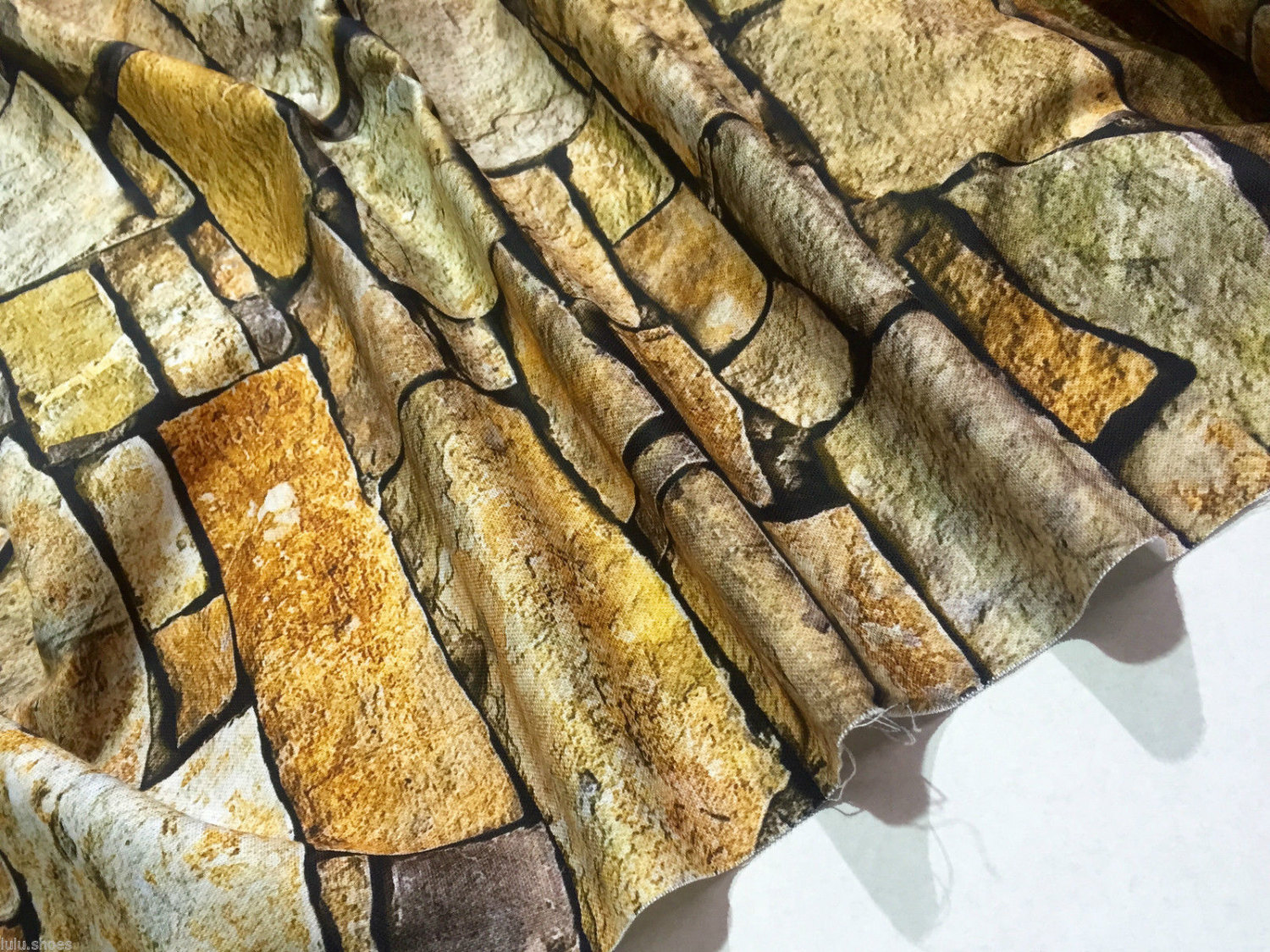 STONE WALL brick wall Curtain Upholstery Cotton Fabric Material ...