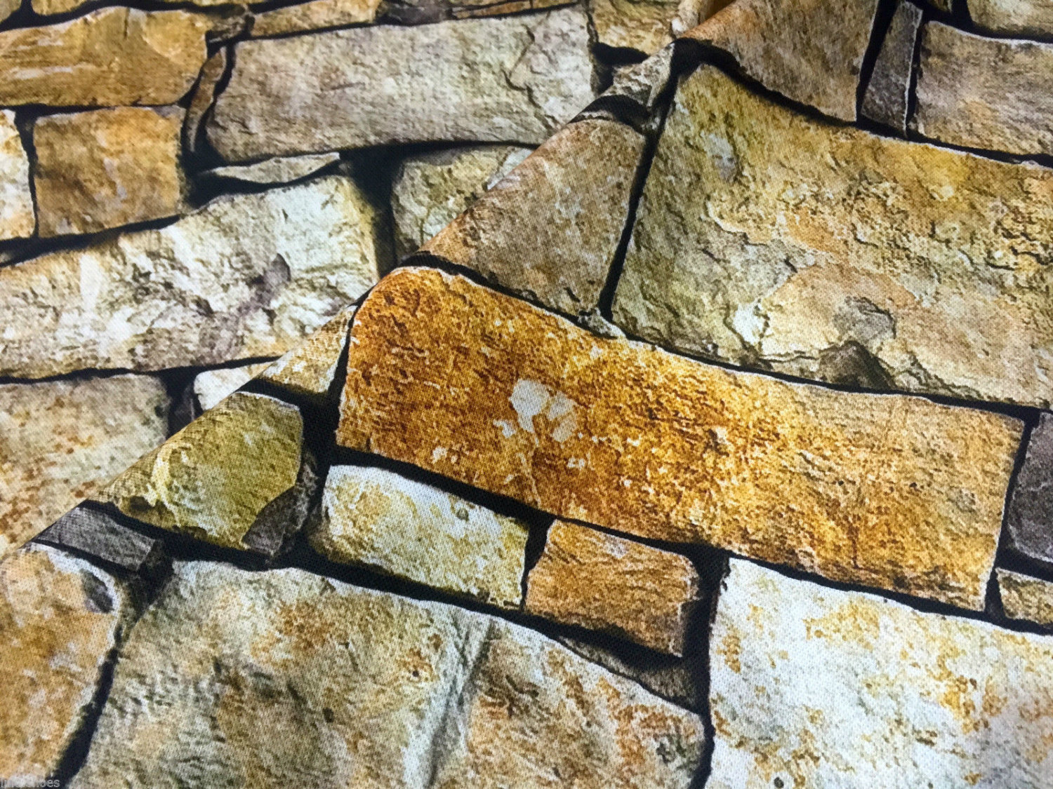 STONE WALL brick wall Curtain Upholstery Cotton Fabric Material ...