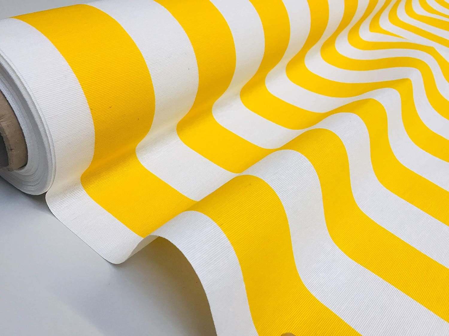 Teflon-Coated Outdoor Fabric – Yellow & White Striped Waterproof ...
