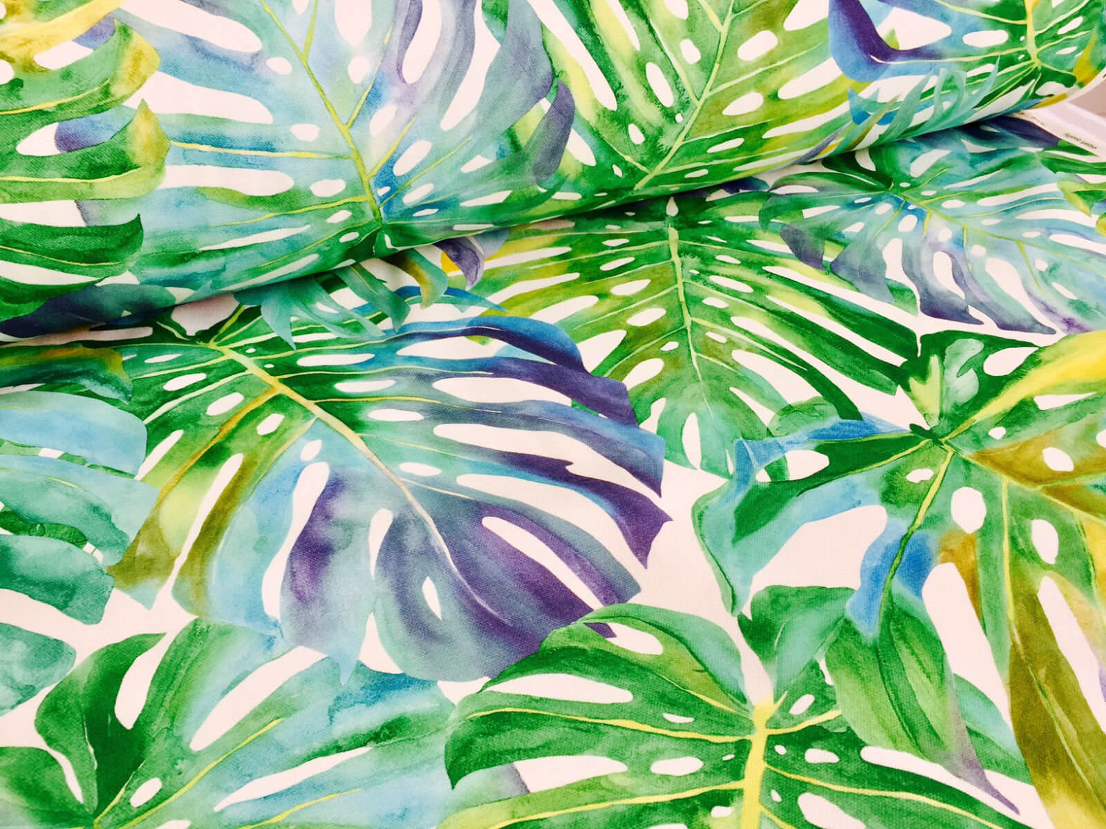 Tropical Palm Leaves Fabric Leaf Print Cotton Material Home Decor ...