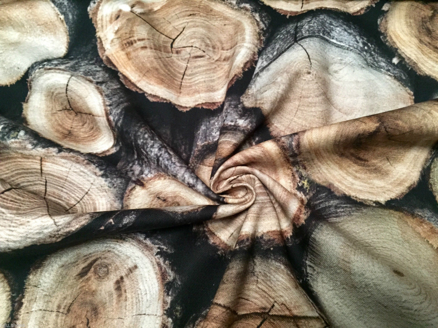 Wood Tree Logs Stumps Wooden Log Wall Curtain Decor Upholstery Fabric ...