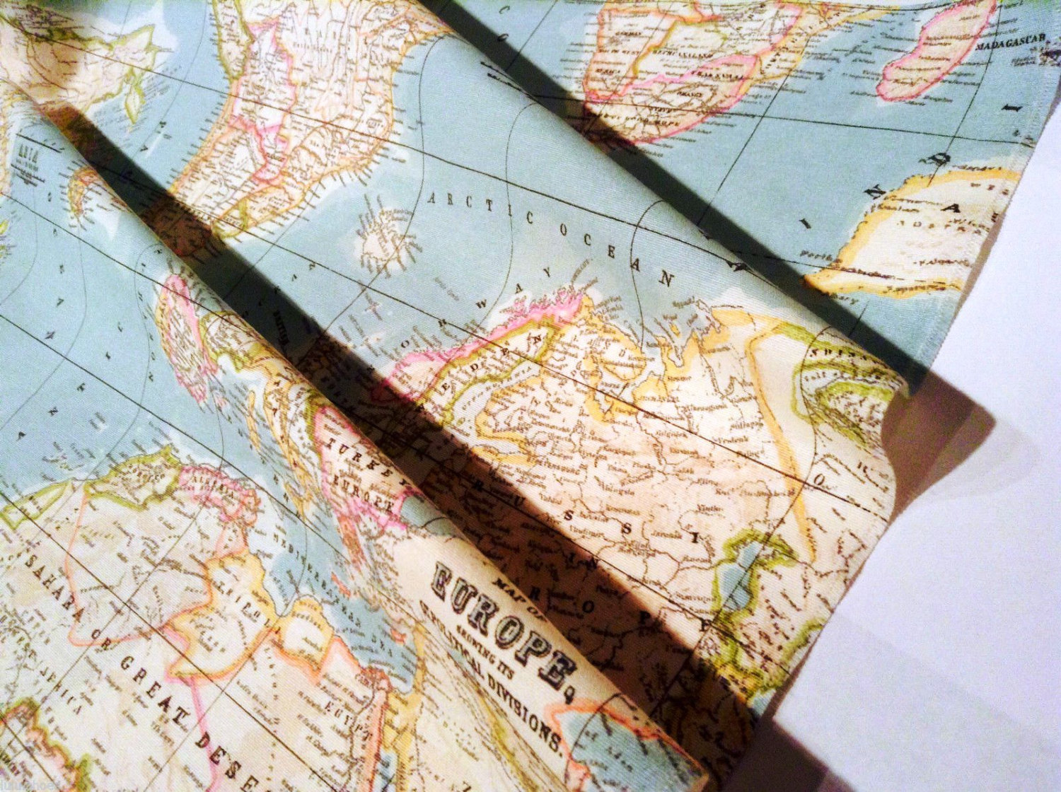 WORLD MAP 2 Designer Curtain Upholstery cotton fabric material -280cm ...