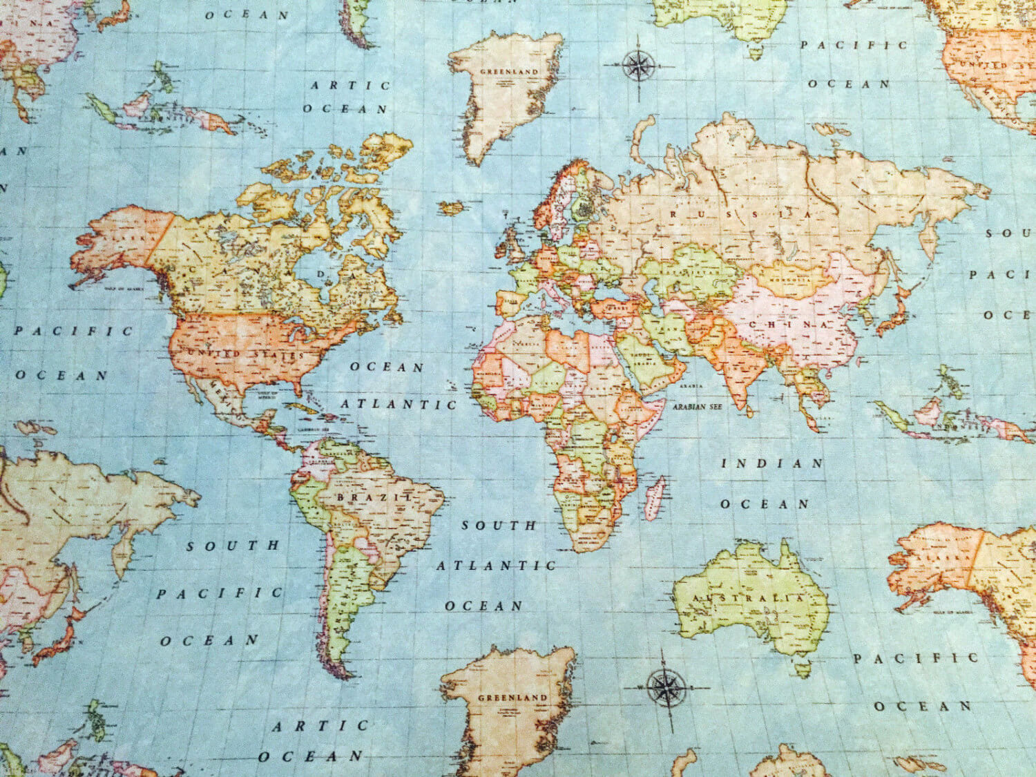 WORLD MAP 3 Designer Curtain Upholstery cotton fabric material - Globe ...