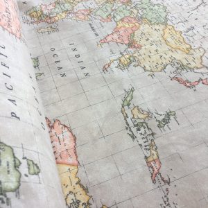 BEIGE WORLD MAP 3 Designer Curtain Upholstery cotton fabric material ...
