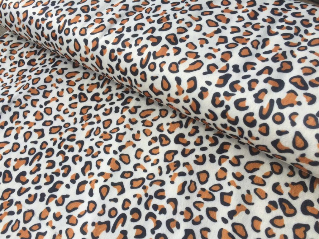 SNOW LEOPARD VELBOA FUR Leopard Animal Print Velour Fabric Material ...