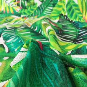 Banana Tropical Palm Leaves Botanical Green Leaf Print Cotton Fabric ...