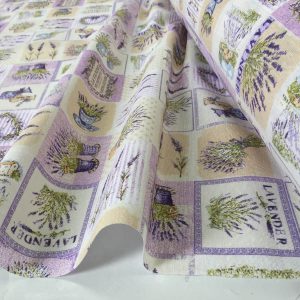 French Lavender Print Cotton Fabric Floral Curtains Upholstery - 280cm ...