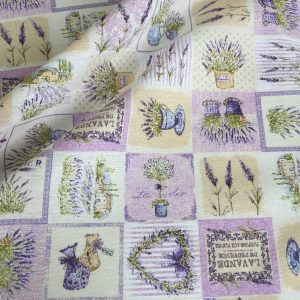 French Lavender Print Cotton Fabric Lilac Floral Curtains Upholstery ...