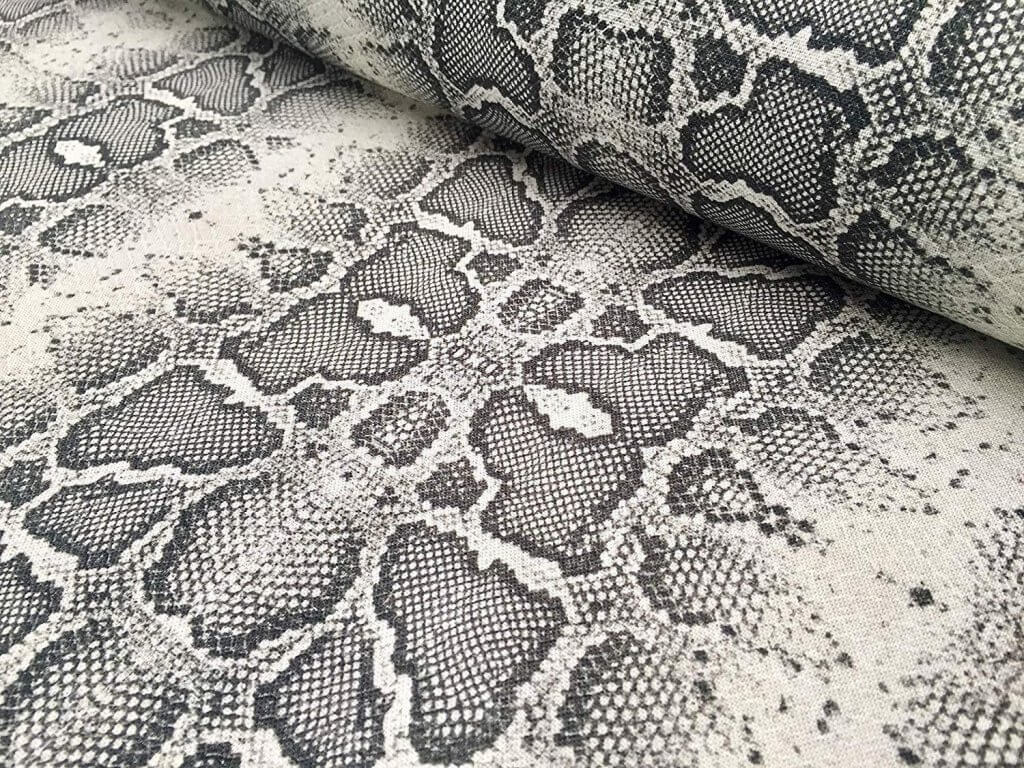 GREY Snake Skin Fabric Snakeskin Animal Print Cotton Material DIGITAL ...