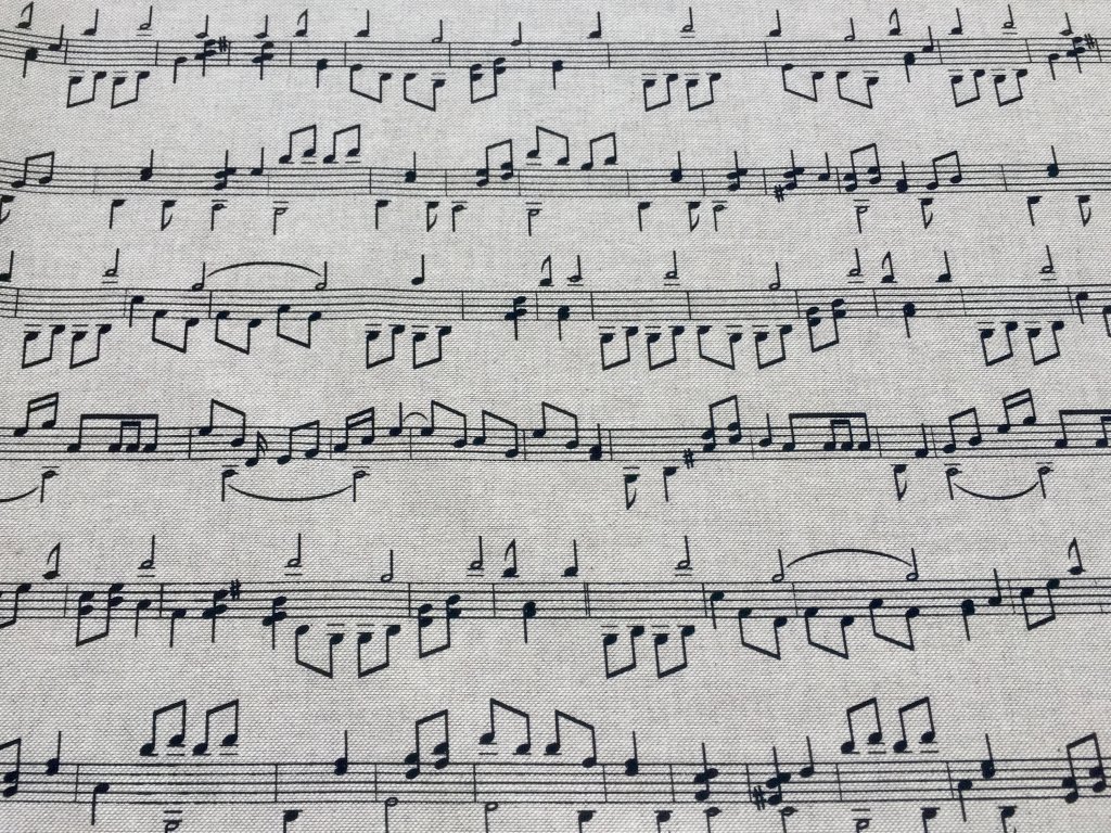 Small Musical Notes Cotton Fabric Music Note Print Material - Home ...