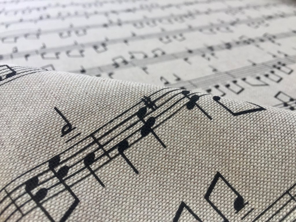 Small Musical Notes Cotton Fabric Music Note Print Material - Home ...