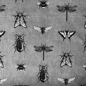 Grey Bugs & Insects Fabric for Curtains Upholstery Dressmaking - Bee ...