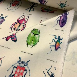 Ivory Bugs & Insects Fabric for Curtains Upholstery Dressmaking - Bee ...
