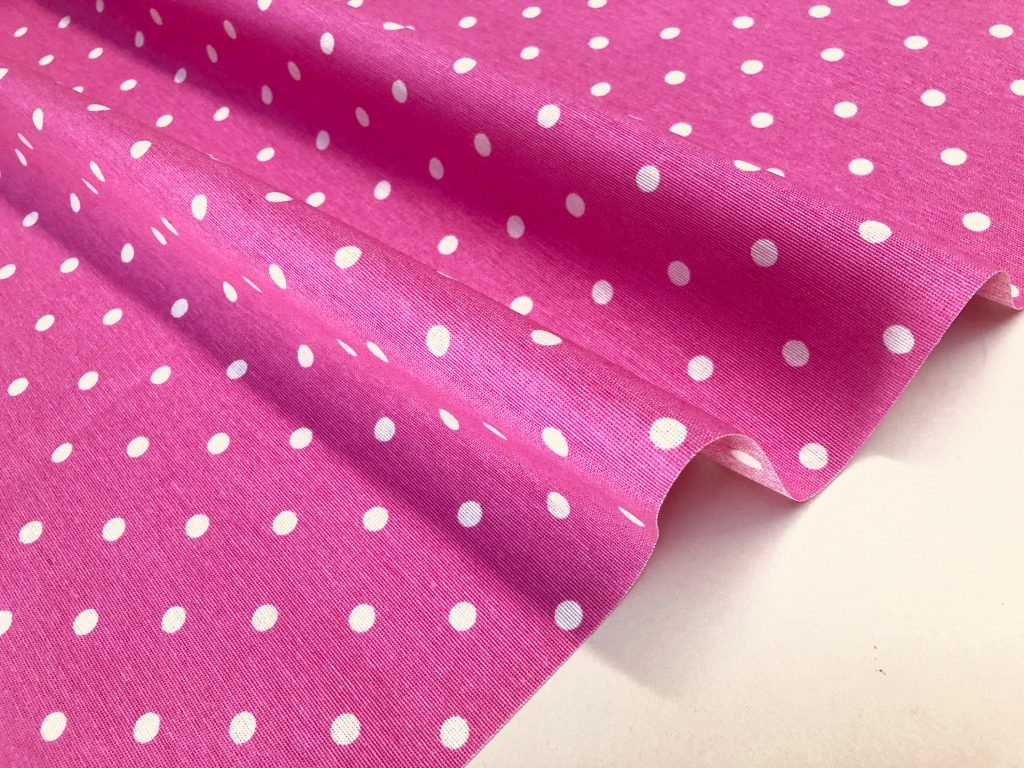 PINK Polka Dot Fabric White Spots Dots PolyCotton Material Classic Chic Textile Home Decor Dress ...