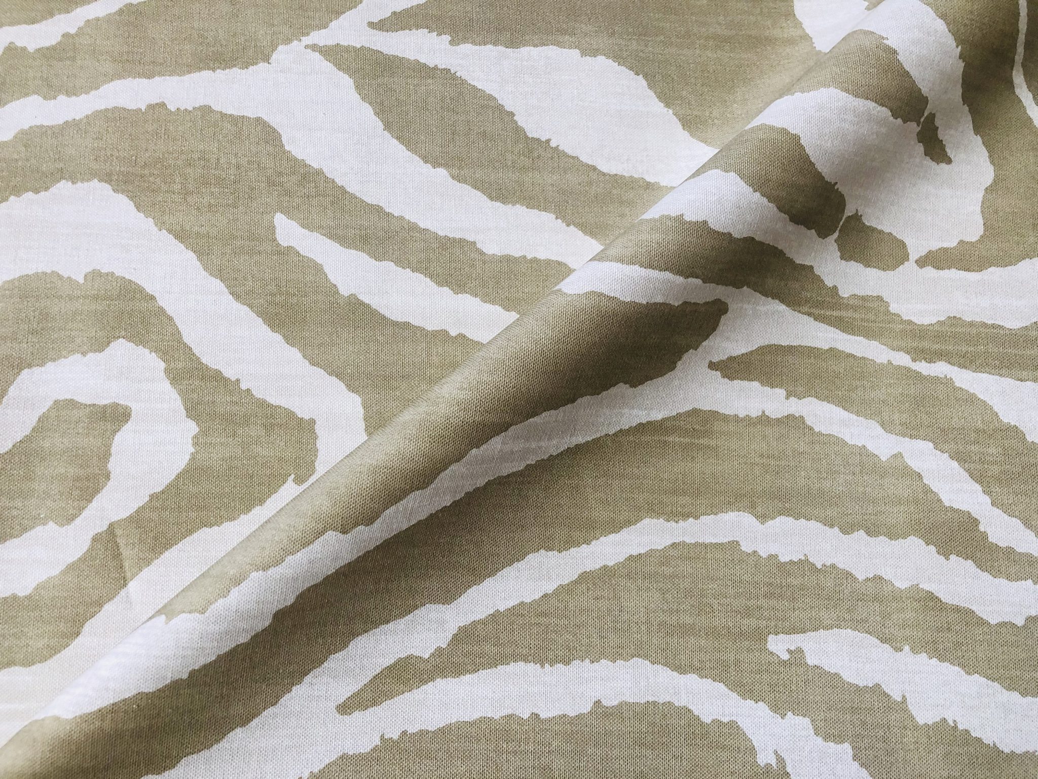 African BEIGE & CREAM Zebra Stripes Print Linen Look Cotton Fabric ...