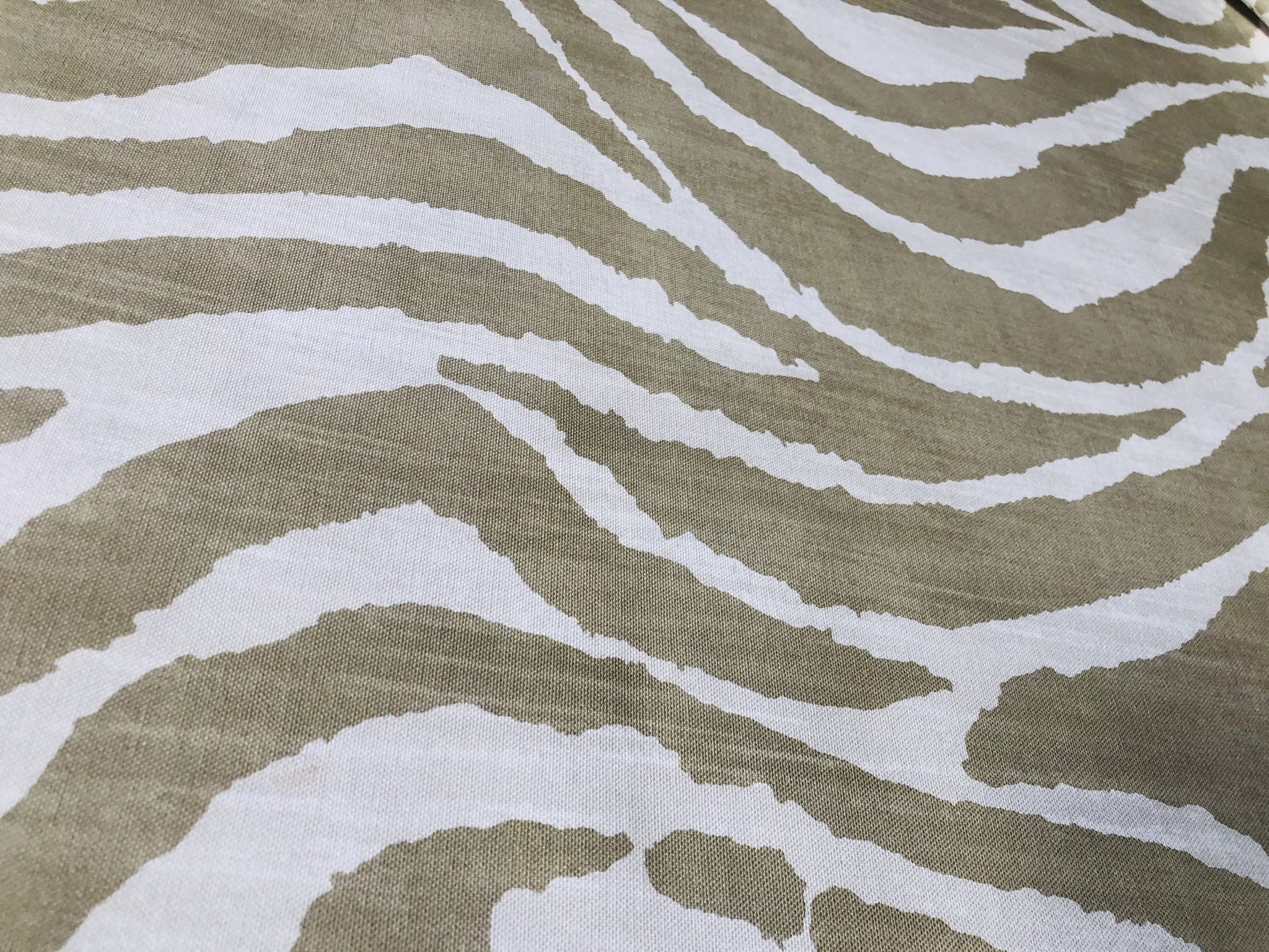 African BEIGE & CREAM Zebra Stripes Print Linen Look Cotton Fabric ...