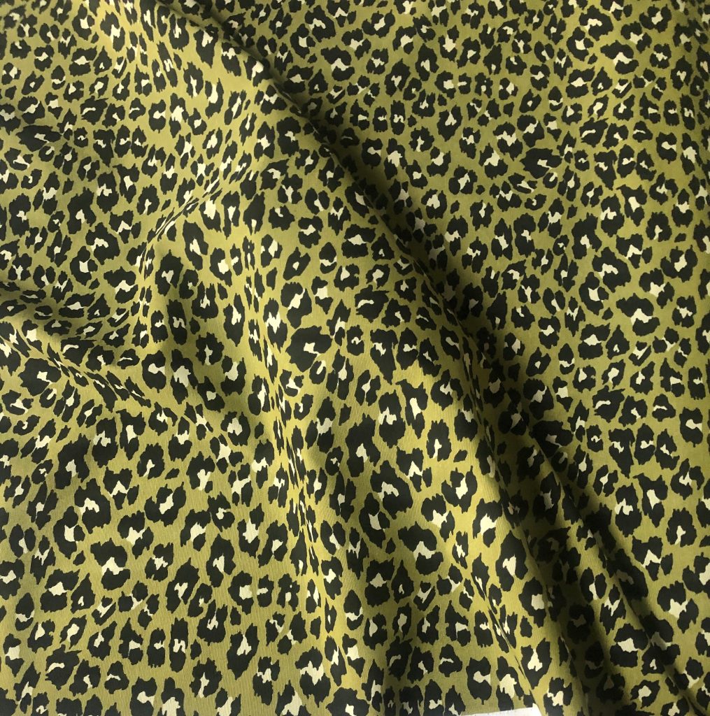 Green & Black Leopard Animal Fur Print Fabric Cotton Curtain Upholstery ...