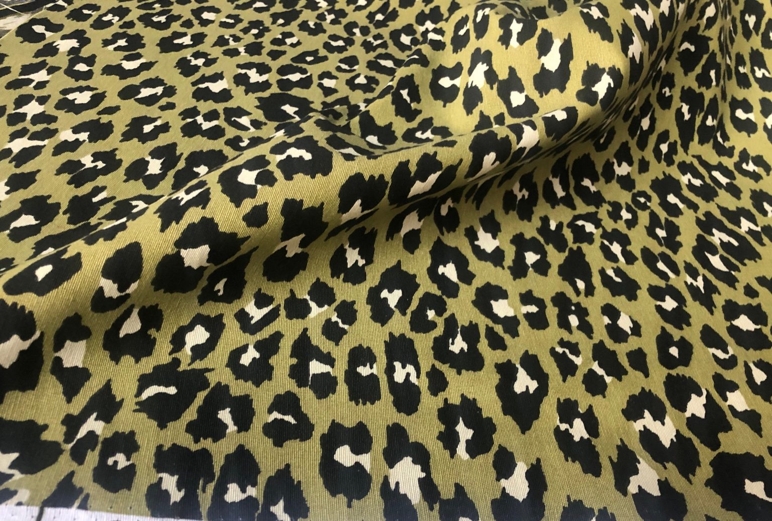 Green & Black Leopard Animal Fur Print Fabric Cotton Curtain Upholstery ...