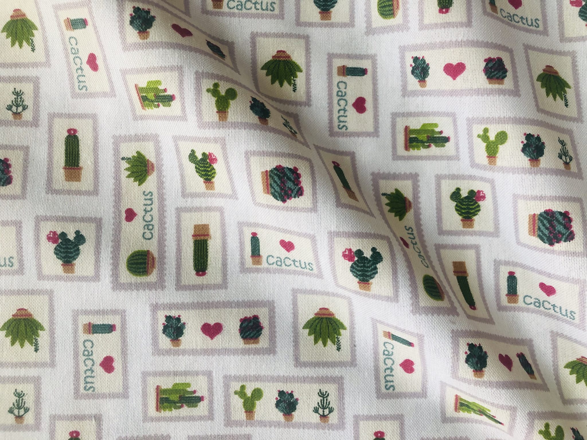 Mini Patch Pink Cactus Fabric Cacti Print Curtain Cotton Material Cute ...