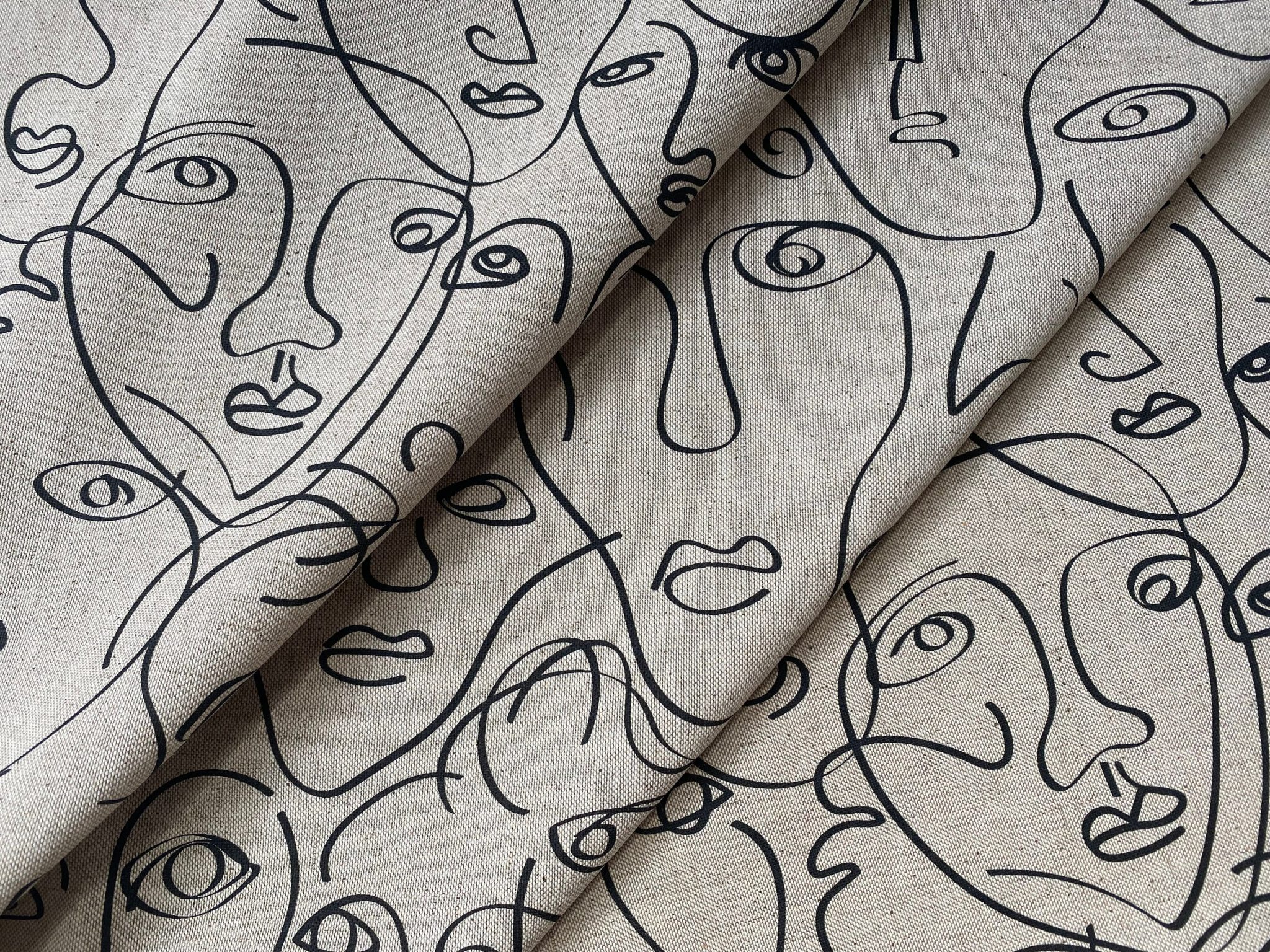 Picasso Faces Digitally Printed Fabric Furnishing Curtain Upholstery ...