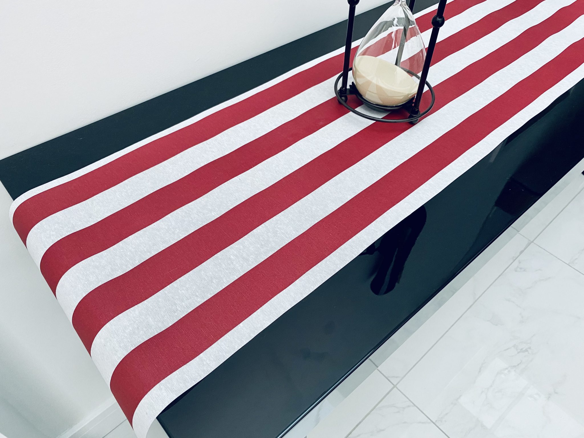 RED & WHITE Striped Teflon Table Runner For Events, Weddings, Home ...