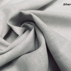 Silver Grey Stone Washed Pure Plain Linen Fabric Material - 100% Linens ...