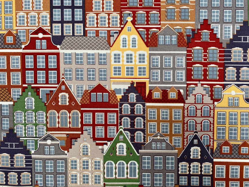 Amsterdam Canal House Fabric Holland Village Print Home Decor Curtain ...